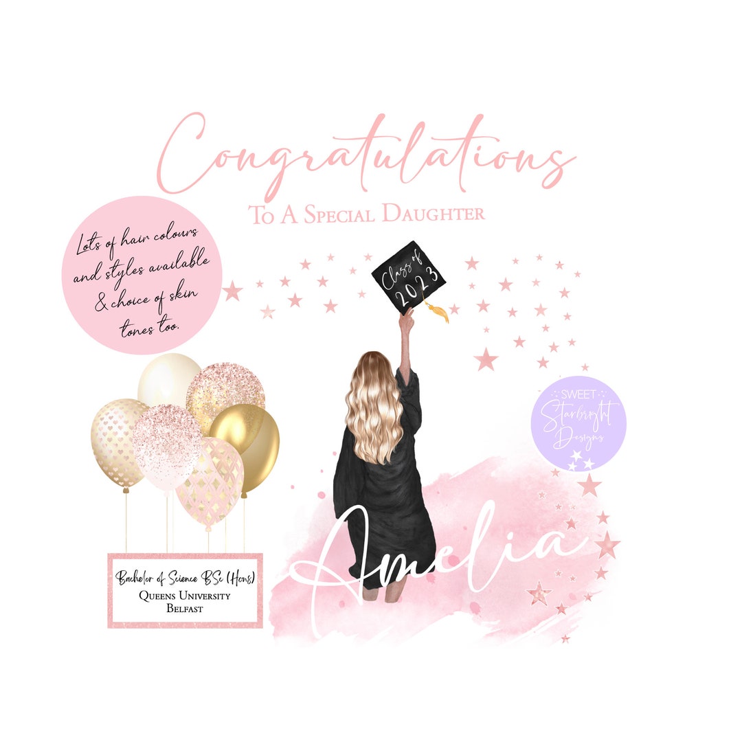 Graduation Congratulations Card for Daughter With Degree and University ...