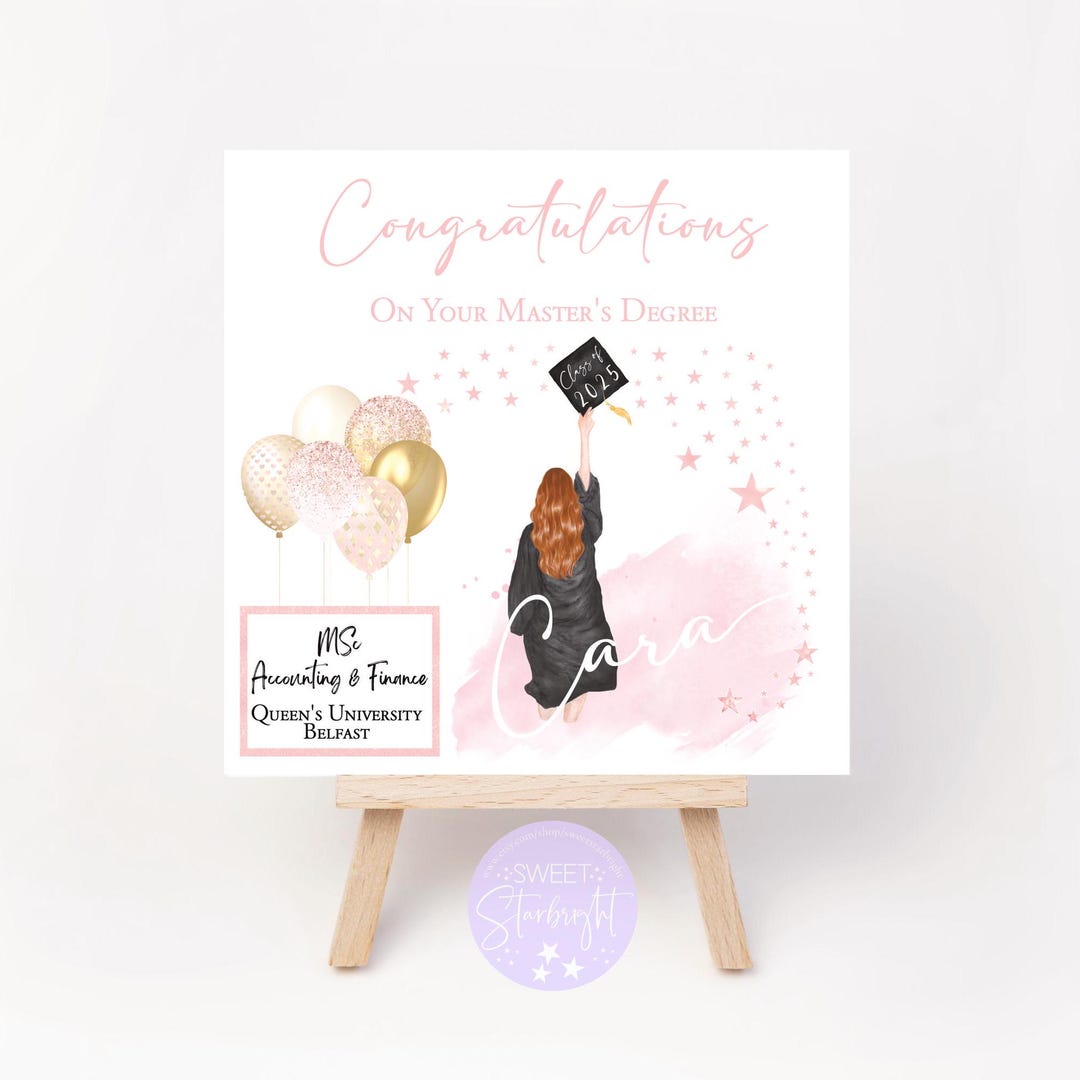 Masters Graduation Card With Degree and University 2025 - Etsy