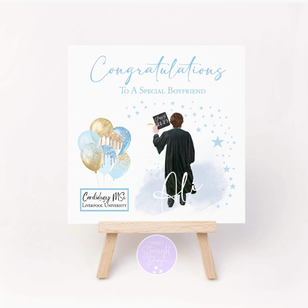 Graduation Congratulations Card for Boyfriend With Degree and ...