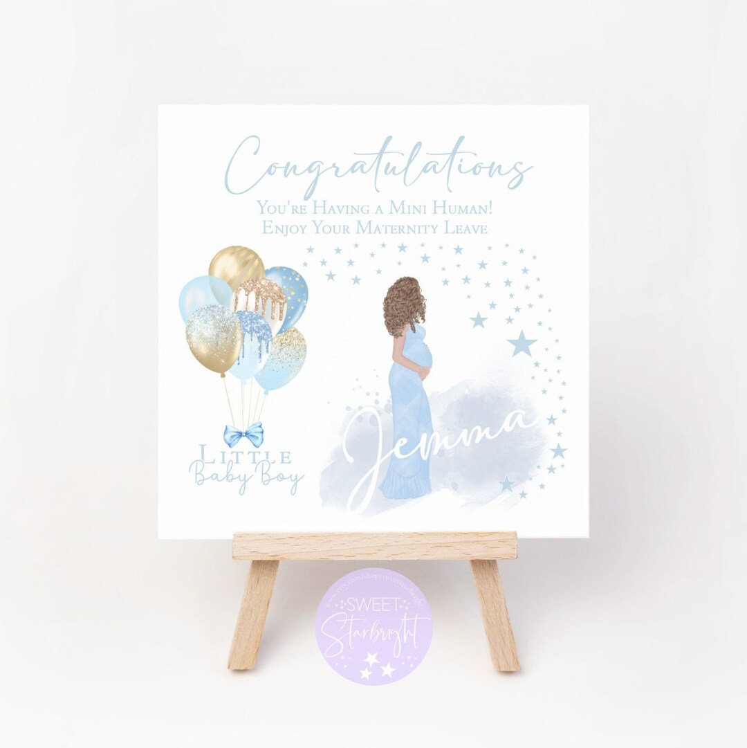 Maternity Leave Congratulations Card, Handmade Having a Baby Boy Card ...