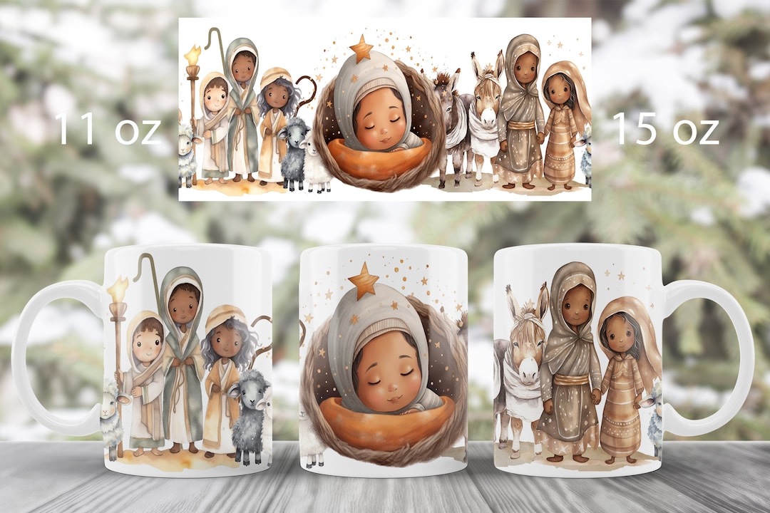 Christmas Mug Wrap Design | Nativity Mug Sublimation Png - Etsy