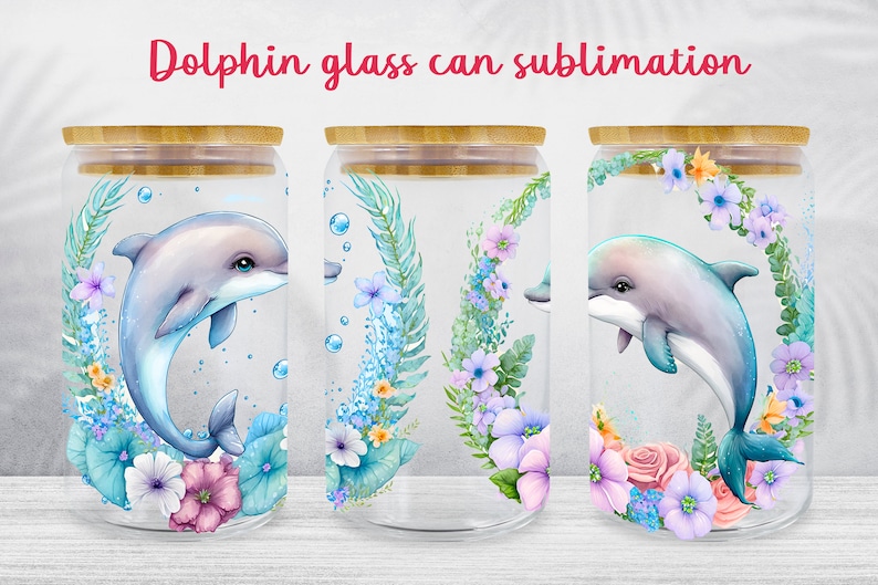 Dolphin Glass Can Wrap Ocean Sublimation Png Underwater Life - Etsy
