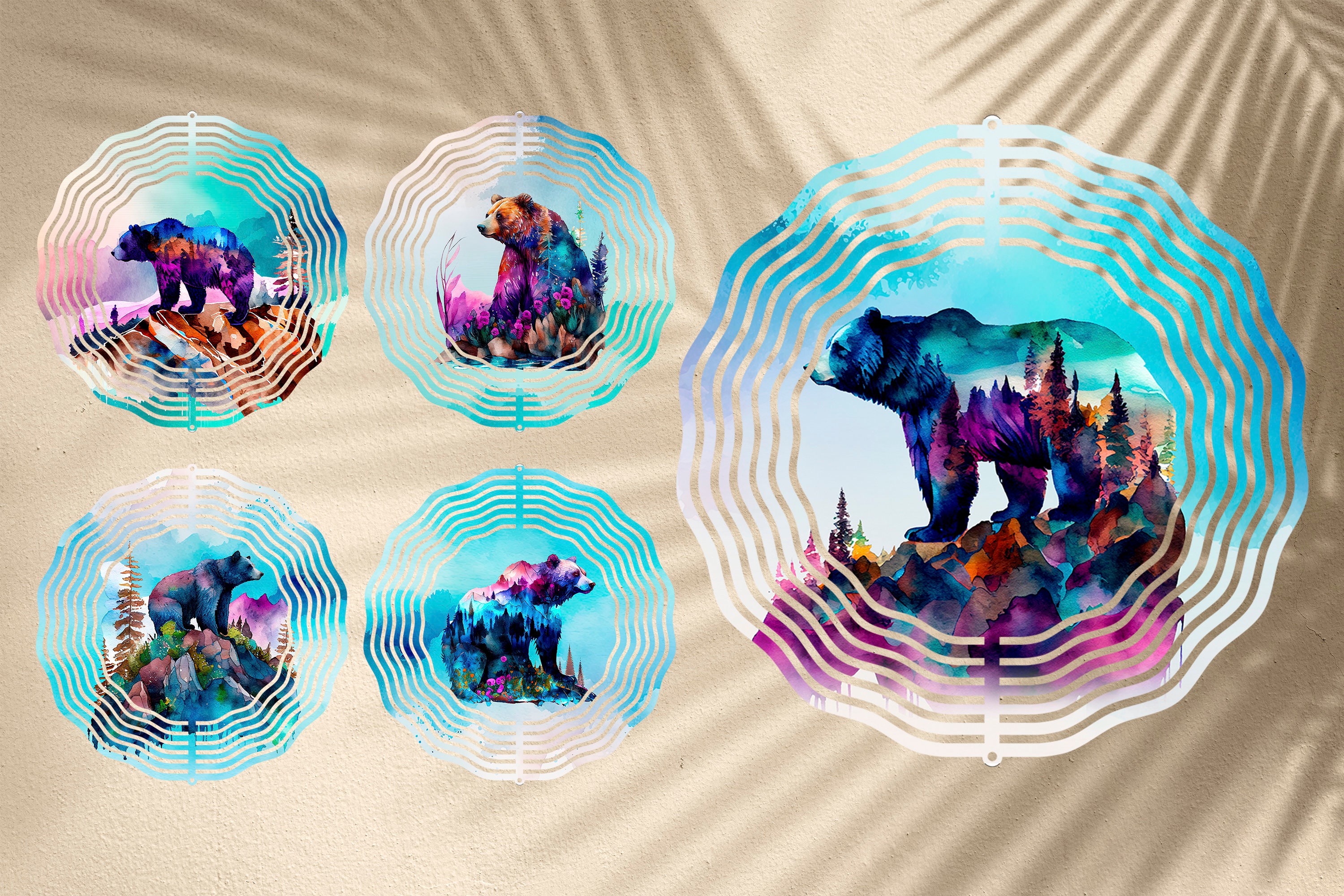 Bear Wind Spinner Sublimation Floral Animal Design - Etsy