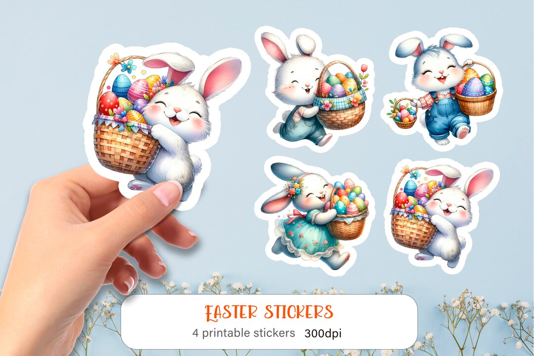 Easter Bunny Stickers for Kids | Cool Bunny Printable Sticker Png - Etsy