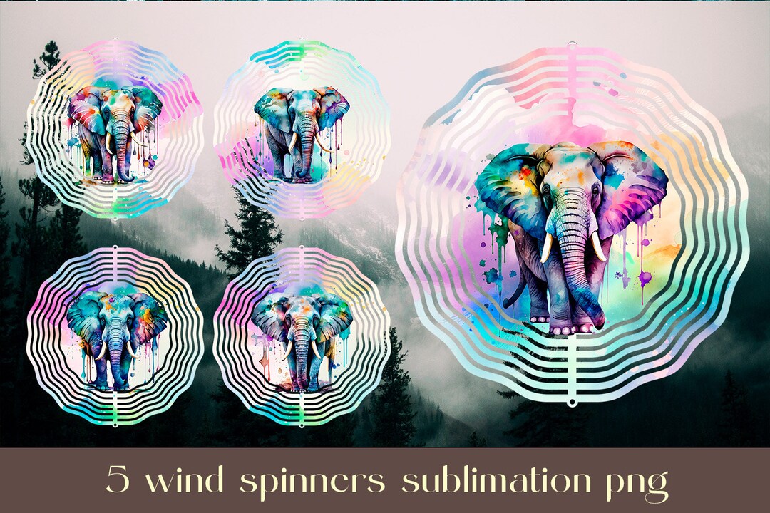Elephant Wind Spinner Sublimation Animal Wind Spinner Design Bundle - Etsy