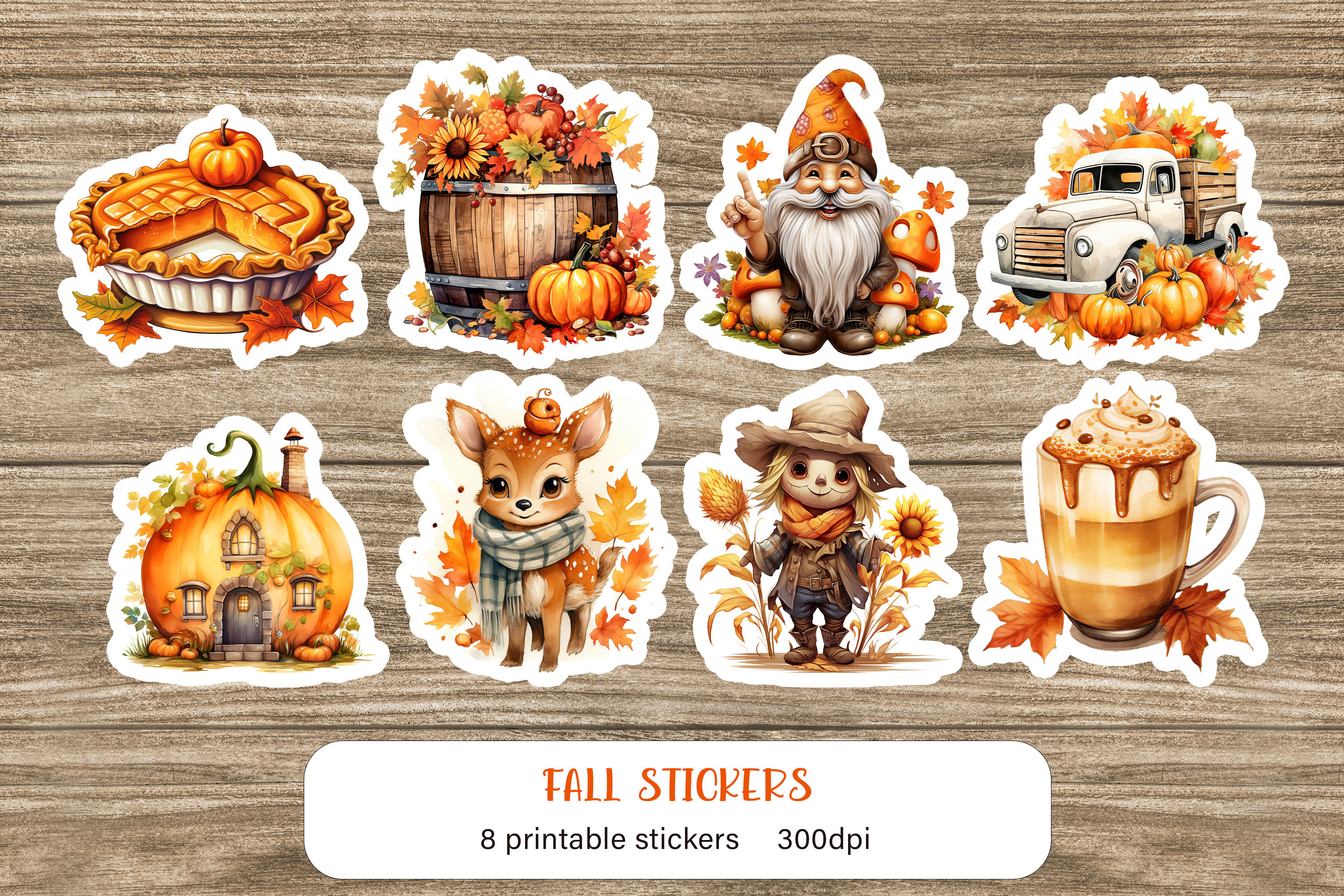 Fall Stickers for Printing Autumn Sticker Pack Scarecrow - Etsy
