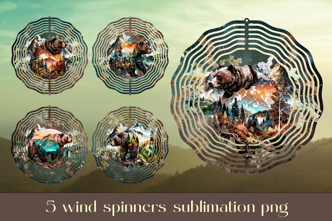 Bear Wind Spinner Sublimation Floral Animal Design - Etsy