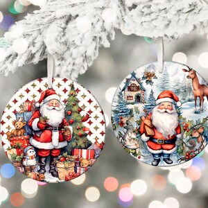 Santa Round Ornament Sublimation PNG Bundle, Christmas Round Signs - Etsy