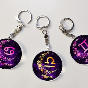 Zodiac Sign Keychain Sublimation | Astrology Keychains PNG Design ...