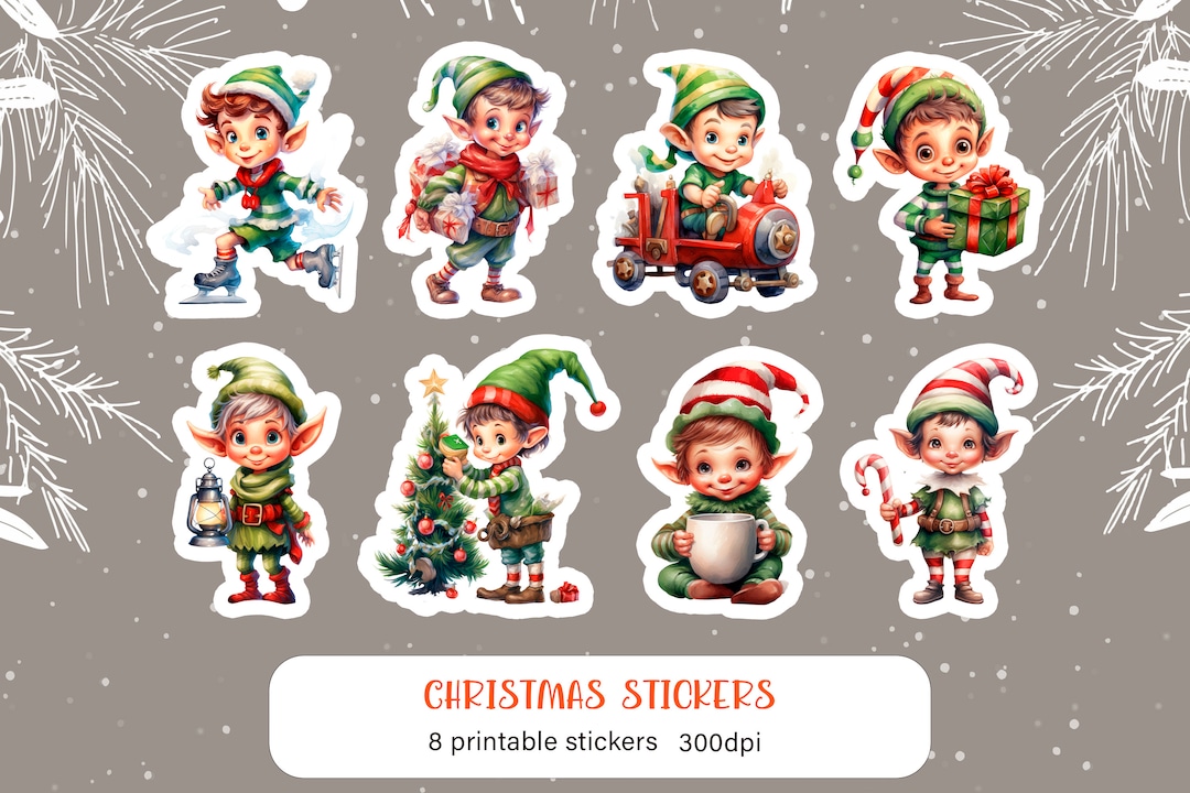 Christmas Stickers for Kids Cartoon Santa Elf Sticker Pack Christmas ...