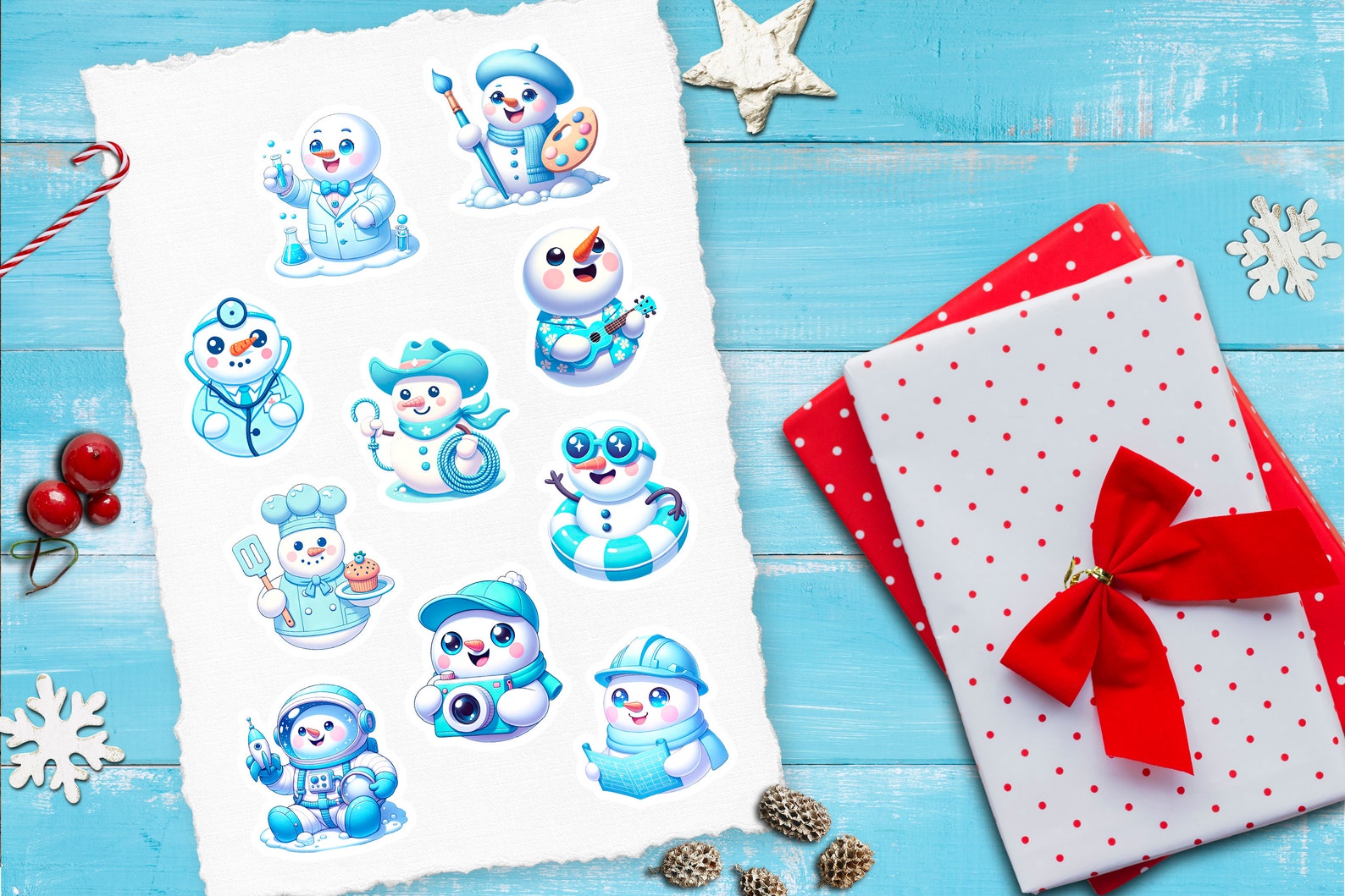 Christmas Stickers for Kids | Cartoon Snowman Printable Sticker Pack - Etsy