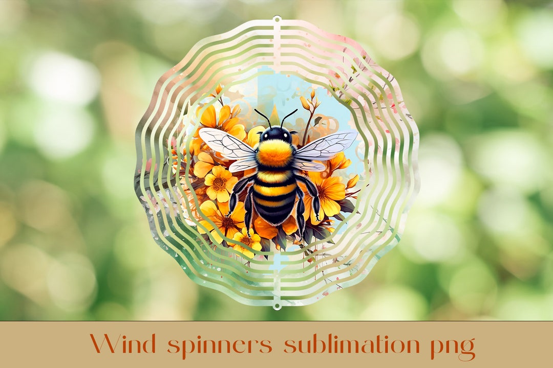 Floral Garden Wind Spinner Sublimation | Bee Wind Spinner Design - Etsy
