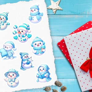 Christmas Stickers for Kids | Cartoon Snowman Printable Sticker Pack - Etsy
