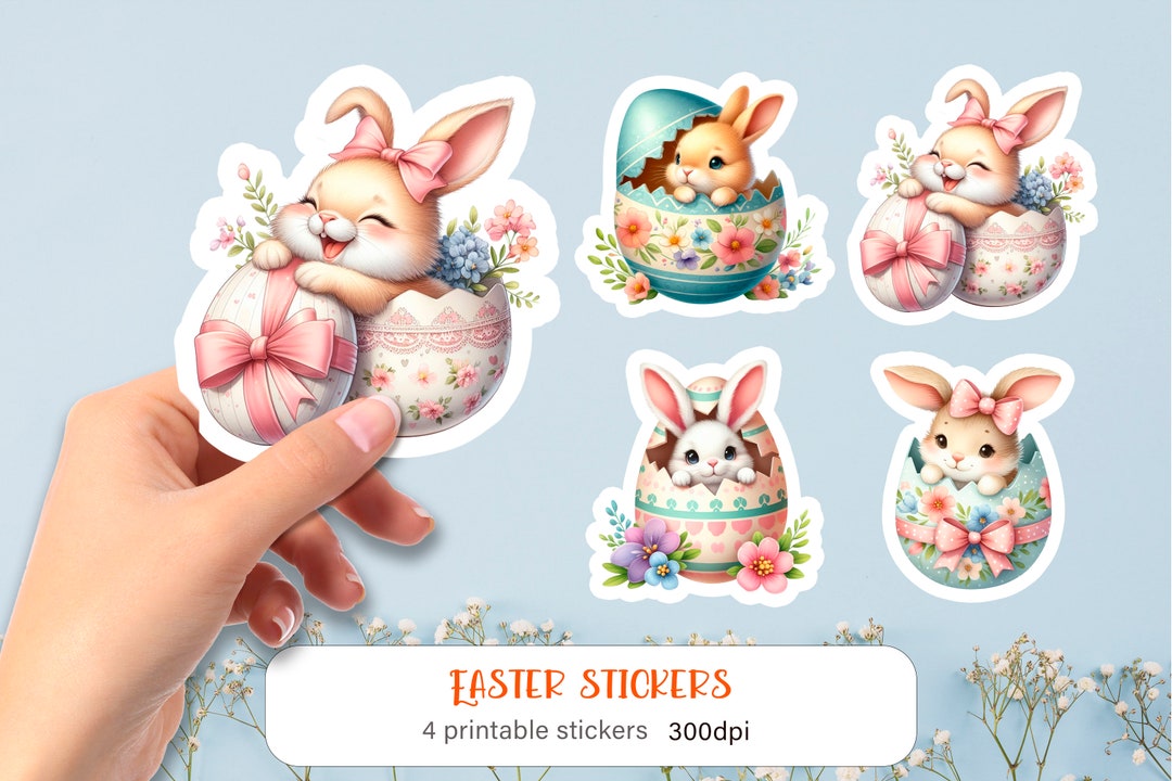 Easter Bunny Stickers for Kids | Cool Bunny Printable Sticker Png - Etsy