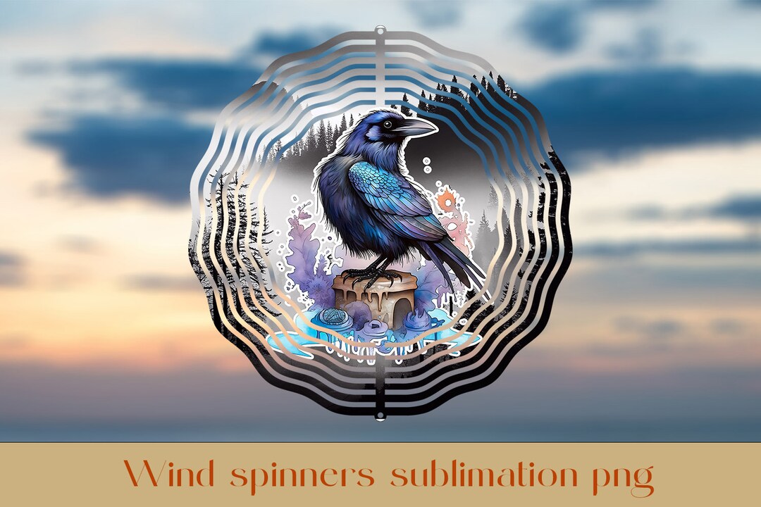 Crow Wind Spinner Sublimation | Raven Wind Spinner Design | Gothic Wind ...