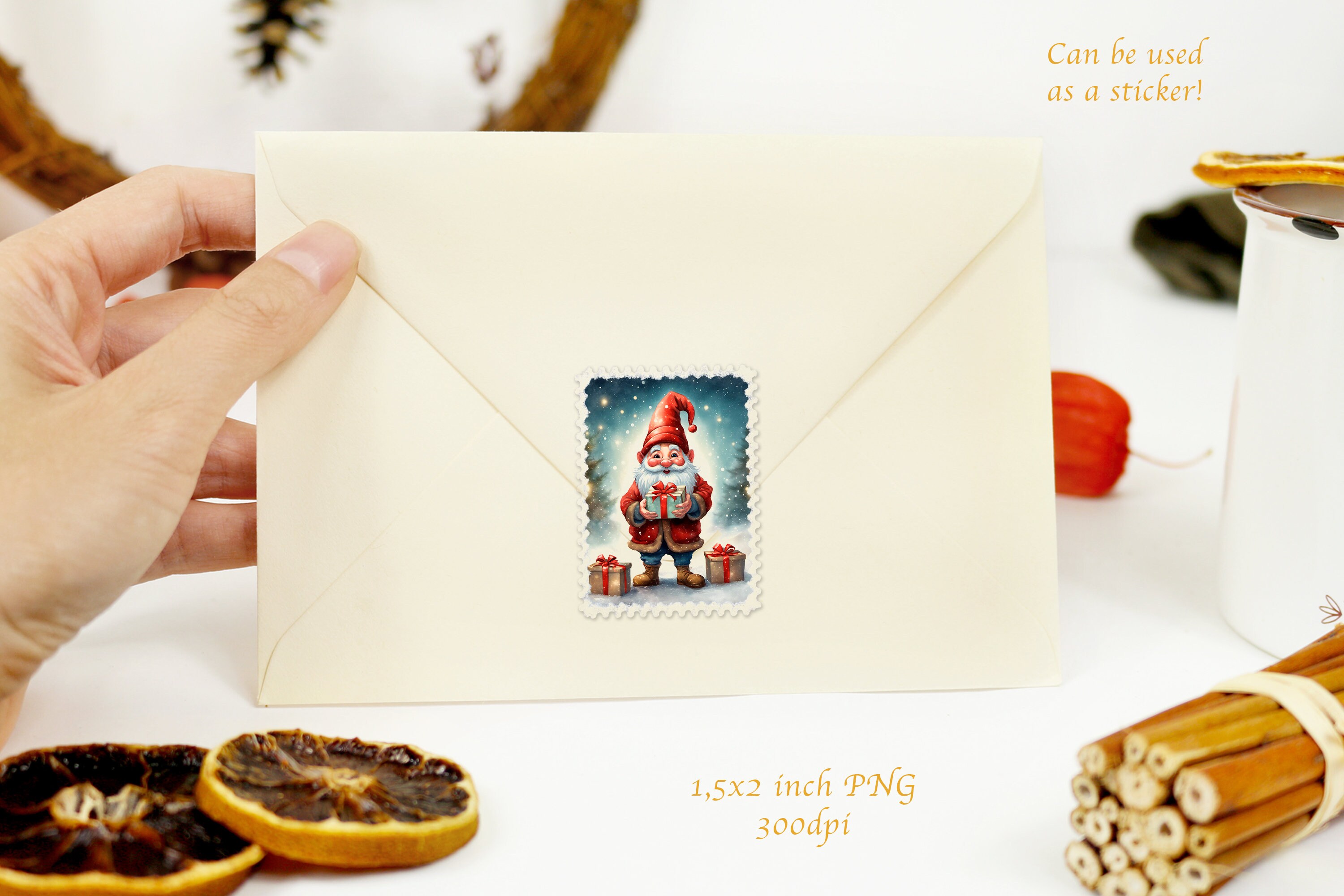 Vintage Christmas Stamp Design | Christmas Mail Sticker Png | Santa ...