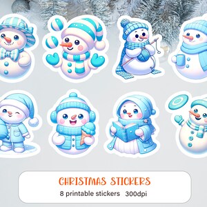 Christmas Stickers for Kids | Cartoon Snowman Printable Sticker Pack - Etsy