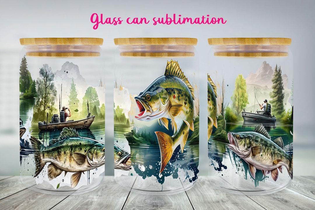 Fishing Glass Can Wrap | Fish Libbey Can Sublimation - Etsy