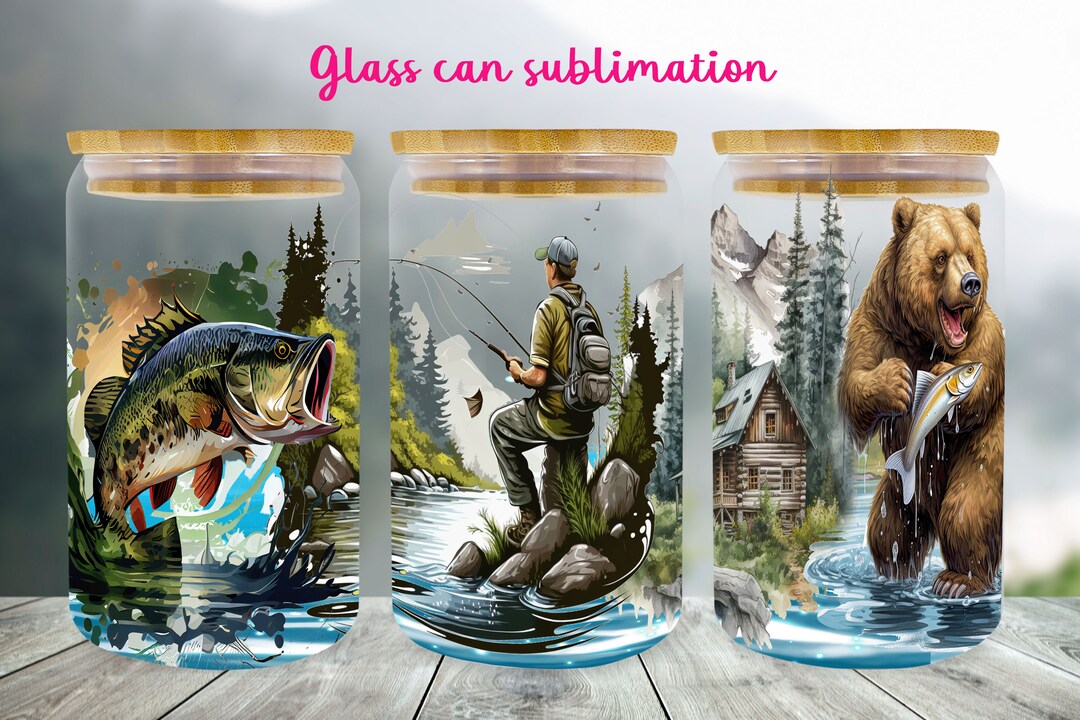 Fishing Glass Can Wrap | Fish Libbey Can Sublimation - Etsy