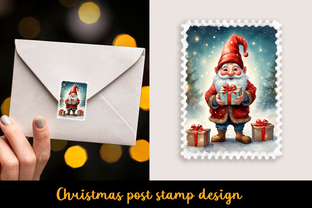 Vintage Christmas Stamp Design | Christmas Mail Sticker Png | Santa ...