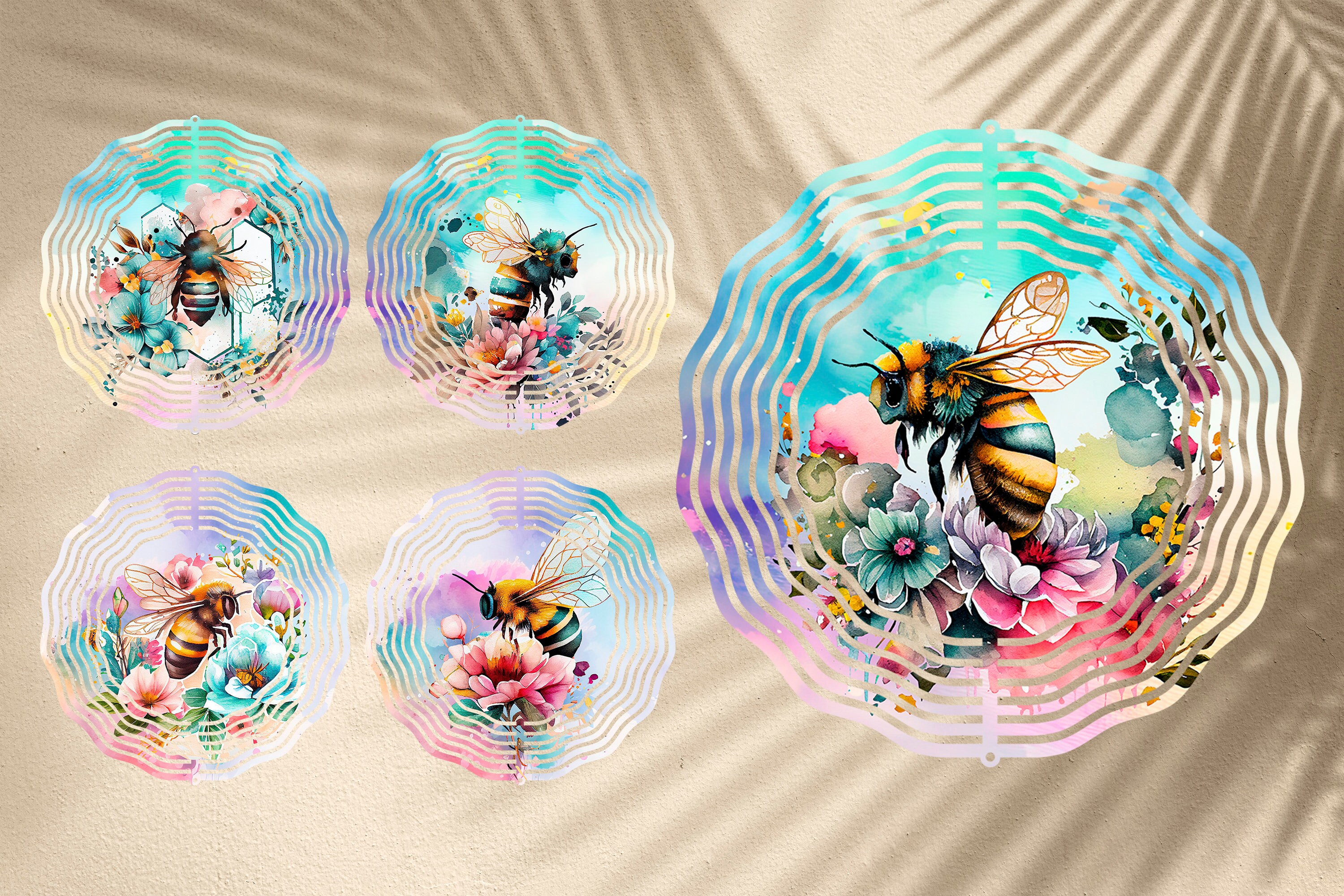 Floral Garden Wind Spinner Sublimation Bee Wind Spinner Design - Etsy