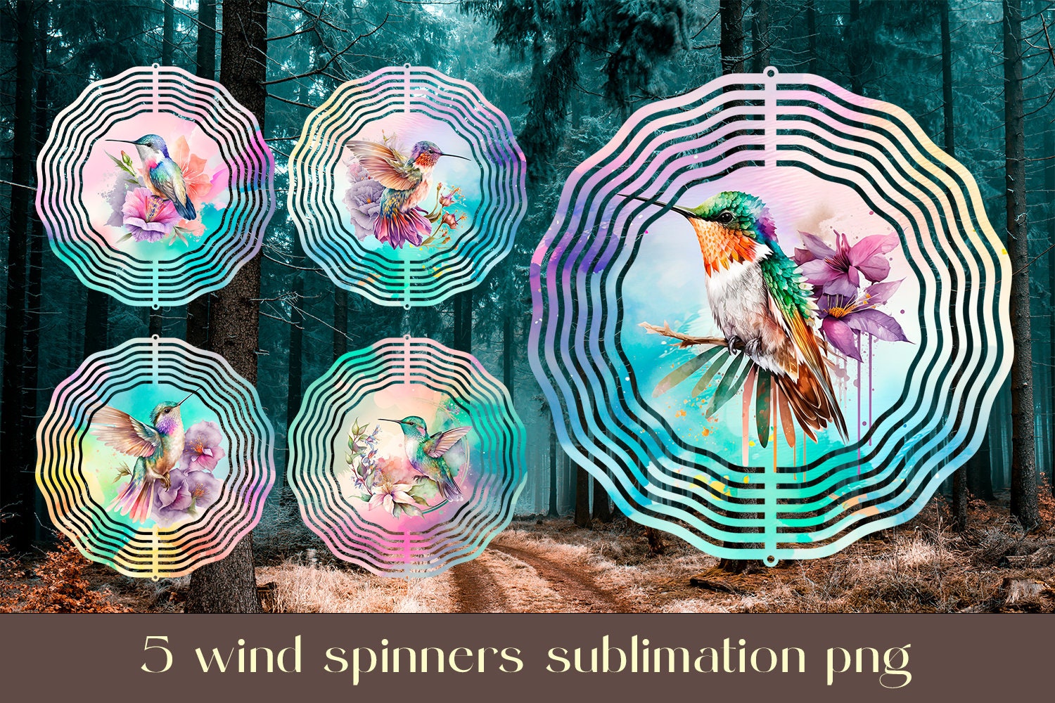 Hummingbird Wind Spinner Sublimation Floral Animal Design - Etsy