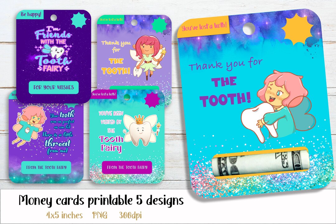 Tooth Fairy Money Card Design Printable Kids Money Holder - Etsy