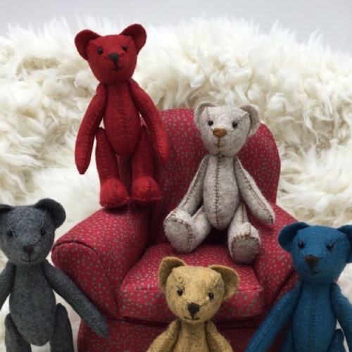 PDF Pattern 4 Mini Jointed Felt Teddy Bear Download - Etsy