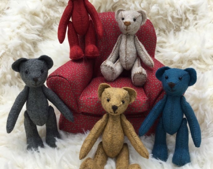 Raggedy Bear Miniature Teddy Bear Kit Pattern DIY by Emily Farmer - Etsy