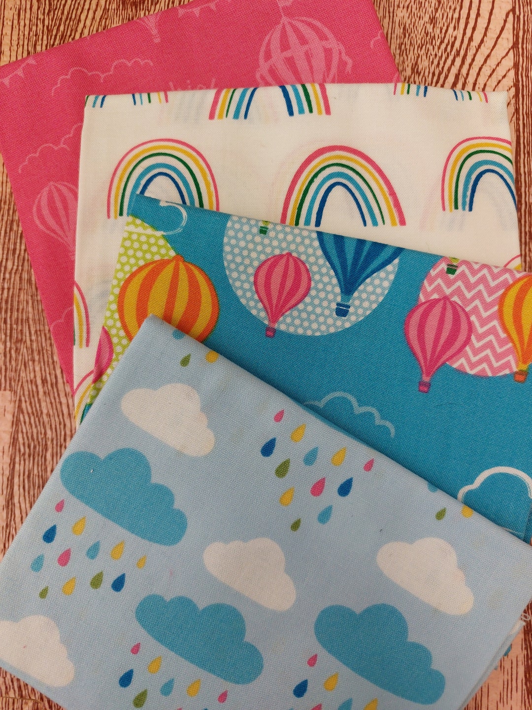Balloons & Rainbow Fat Quarter Cotton Fabric Pack X 4 - Etsy