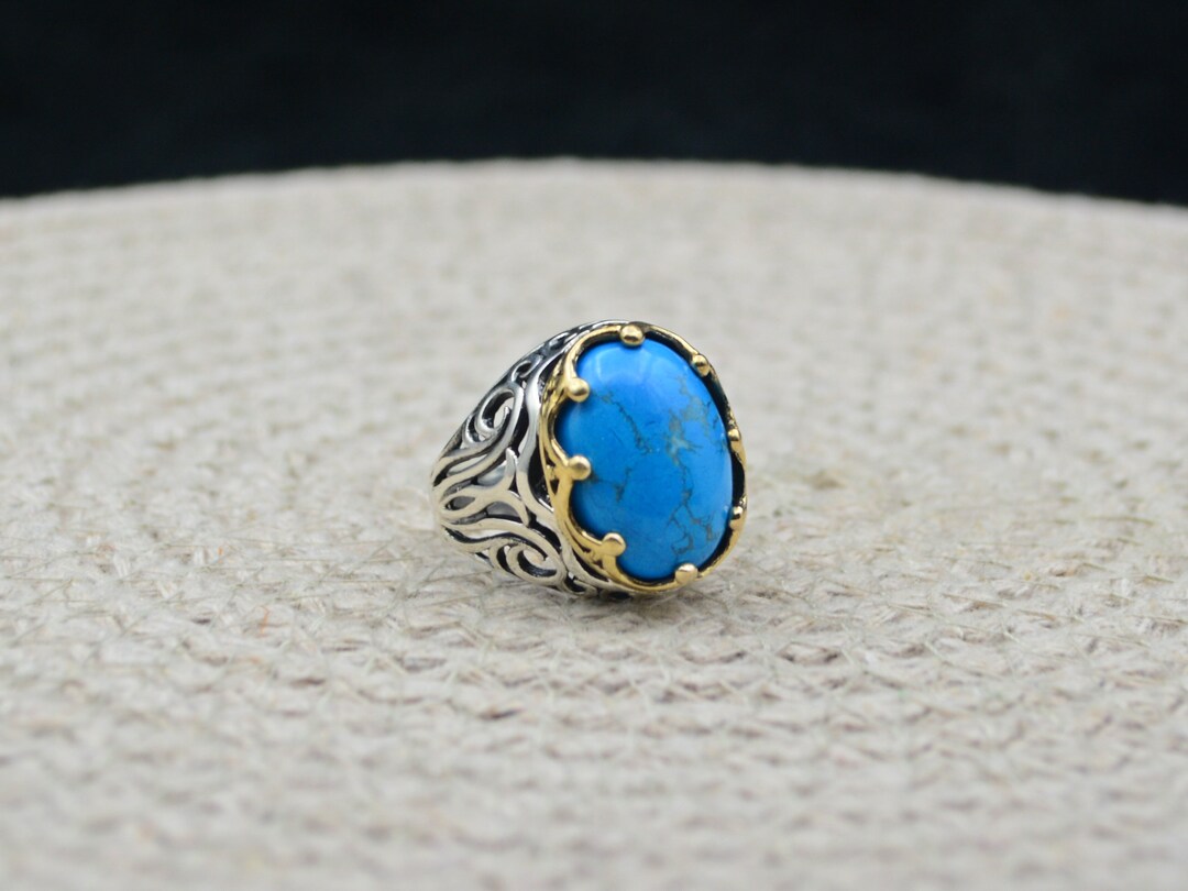 Turquoise Men Ring,925 Sterling Silver Jewelry,turkish Handmade, Unique ...