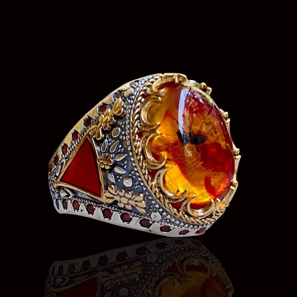 Mens Amber Ring - Etsy