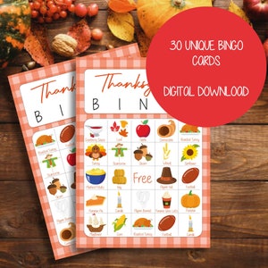 Thanksgiving BINGO Game, Bingo Game for Kids & Adults, Thanksgiving ...