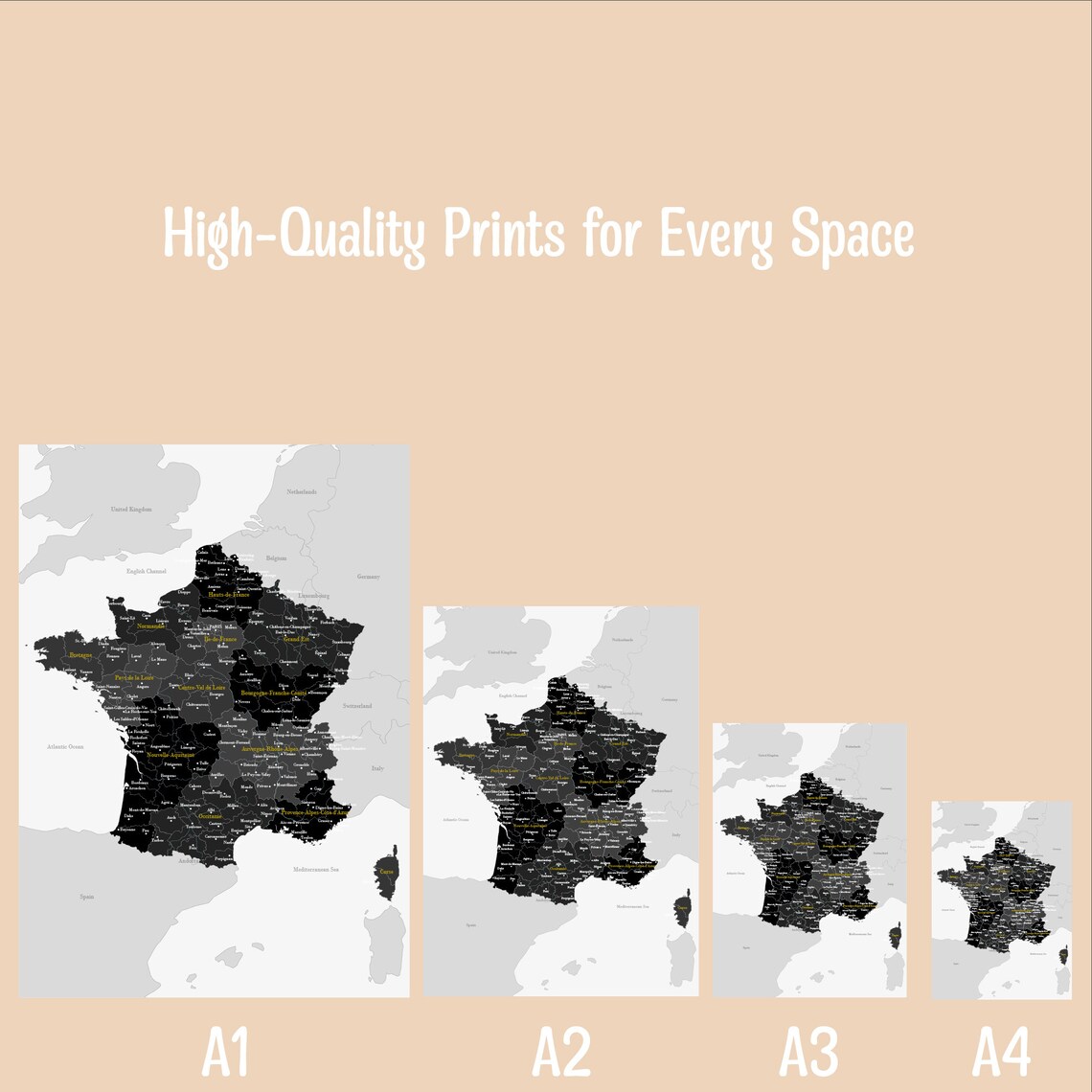 Printable France Map, Places We've Been Wall Art, Detailed Travel ...