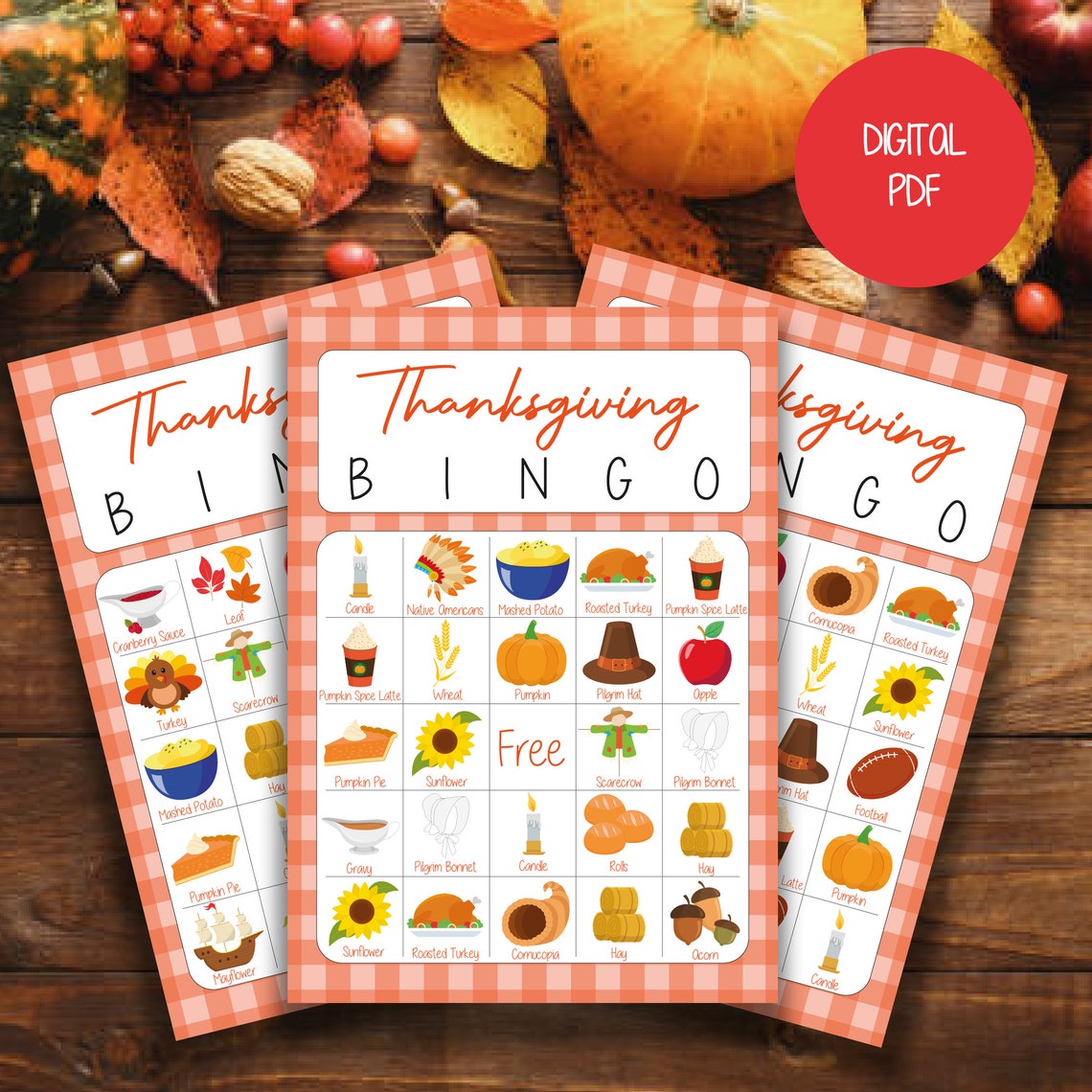 Thanksgiving BINGO Game, Bingo Game for Kids & Adults, Thanksgiving ...