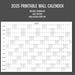2025 Horizontal Full Year Wall Planner, Printable PDF, A4,A3,A2 & A1 ...