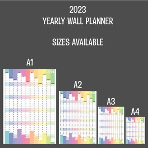 2024 Vertical Full Year Wall Planner, Printable PDF, A4,A3,A2 & A1 ...