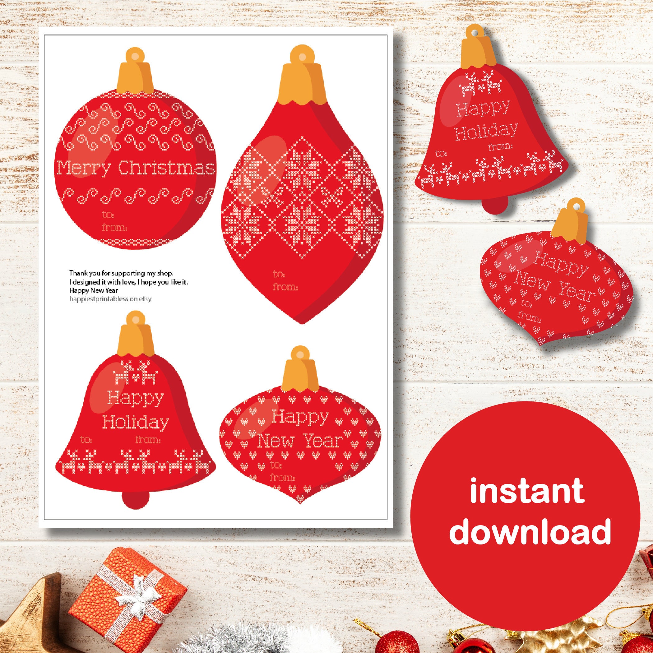 Printable Christmas Gift Tags Holiday Tags Christmas Bundle - Etsy