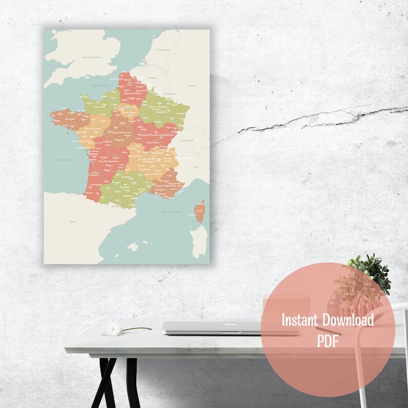 Printable France Map, Places We've Been Wall Art, Detailed Travel ...