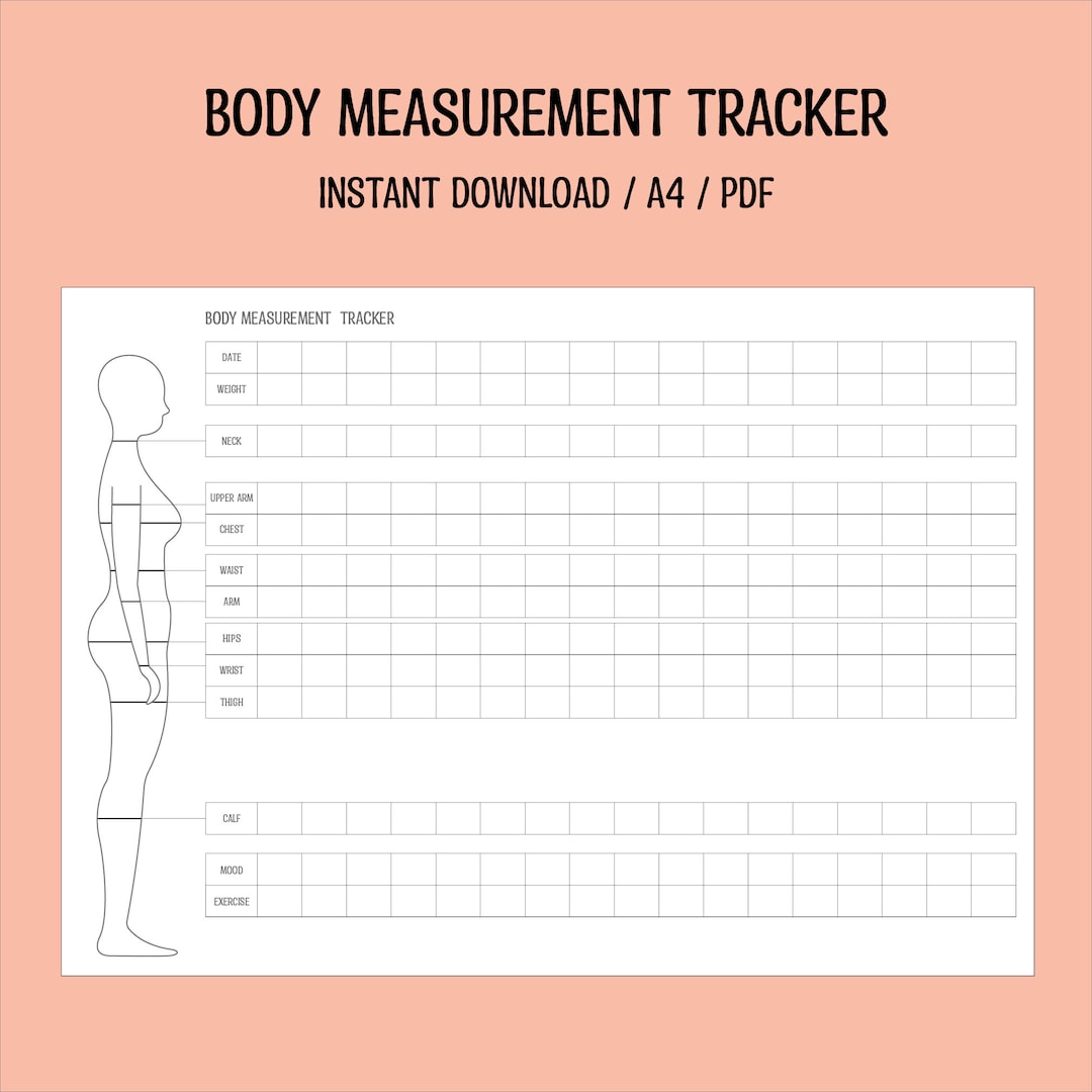 Printable Women Body Measurement Tracker, Weight Loss Tracker, Weekly ...