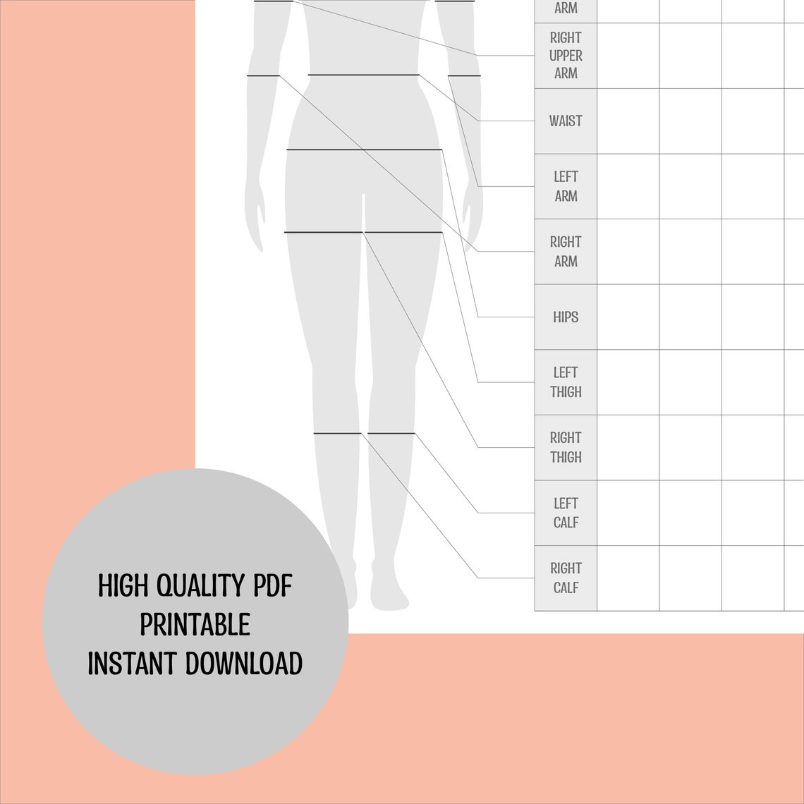 Printable Women Body Measurement Tracker, Weight Loss Tracker, Weekly ...