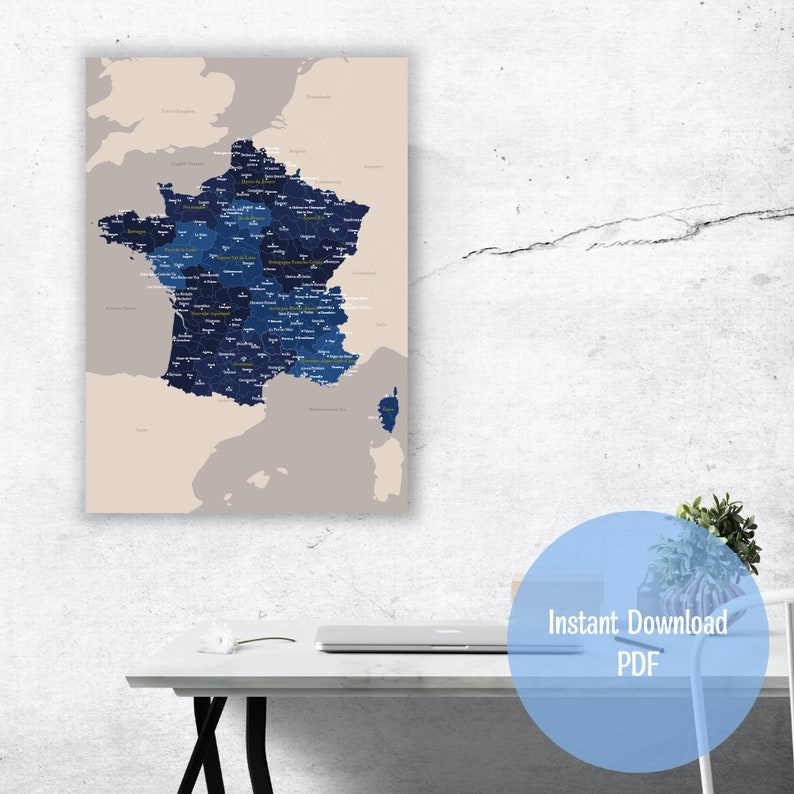 Printable France Map, Places We've Been Wall Art, Detailed Travel ...