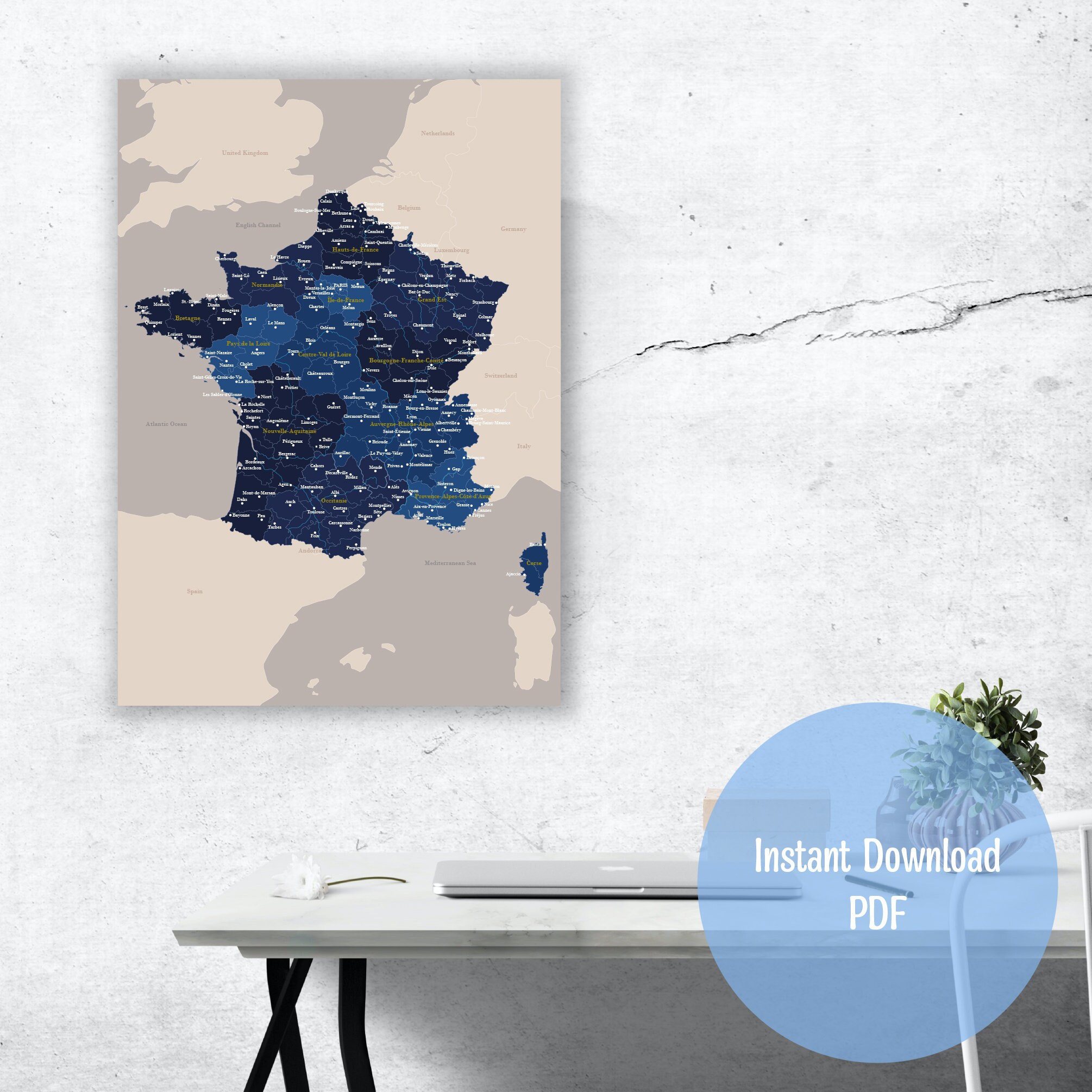 Printable France Map, Places We've Been Wall Art, Detailed Travel ...