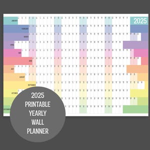 2025 Horizontal Full Year Wall Planner, Printable PDF, A4,A3,A2 & A1 ...