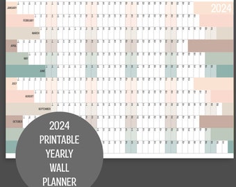 2024 Vertical Full Year Wall Planner, Printable PDF, A4,A3,A2 & A1 ...