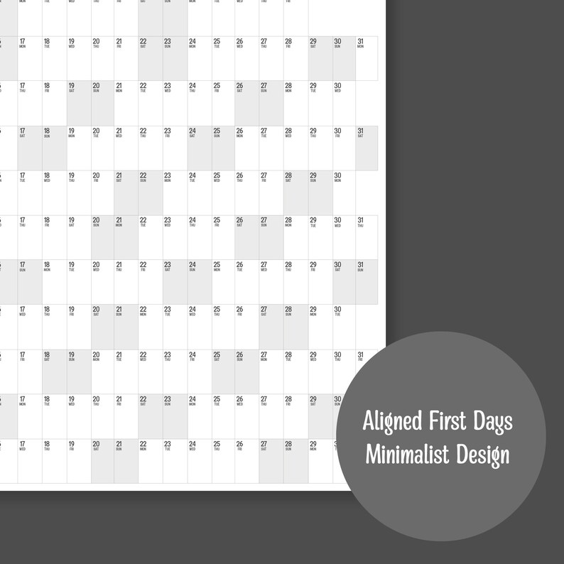 2025 Horizontal Full Year Wall Planner, Printable PDF, A4,A3,A2 & A1 ...