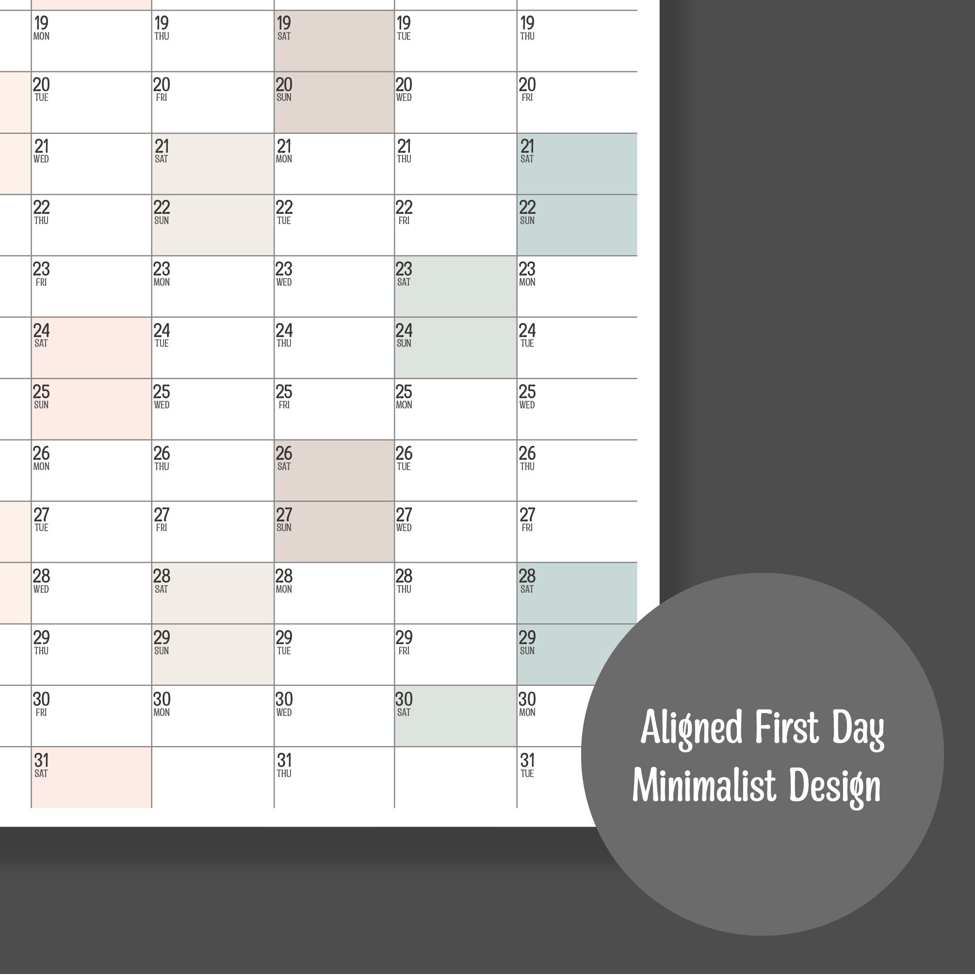 2024 Vertical Full Year Wall Planner, Printable PDF, A4,A3,A2 & A1 ...