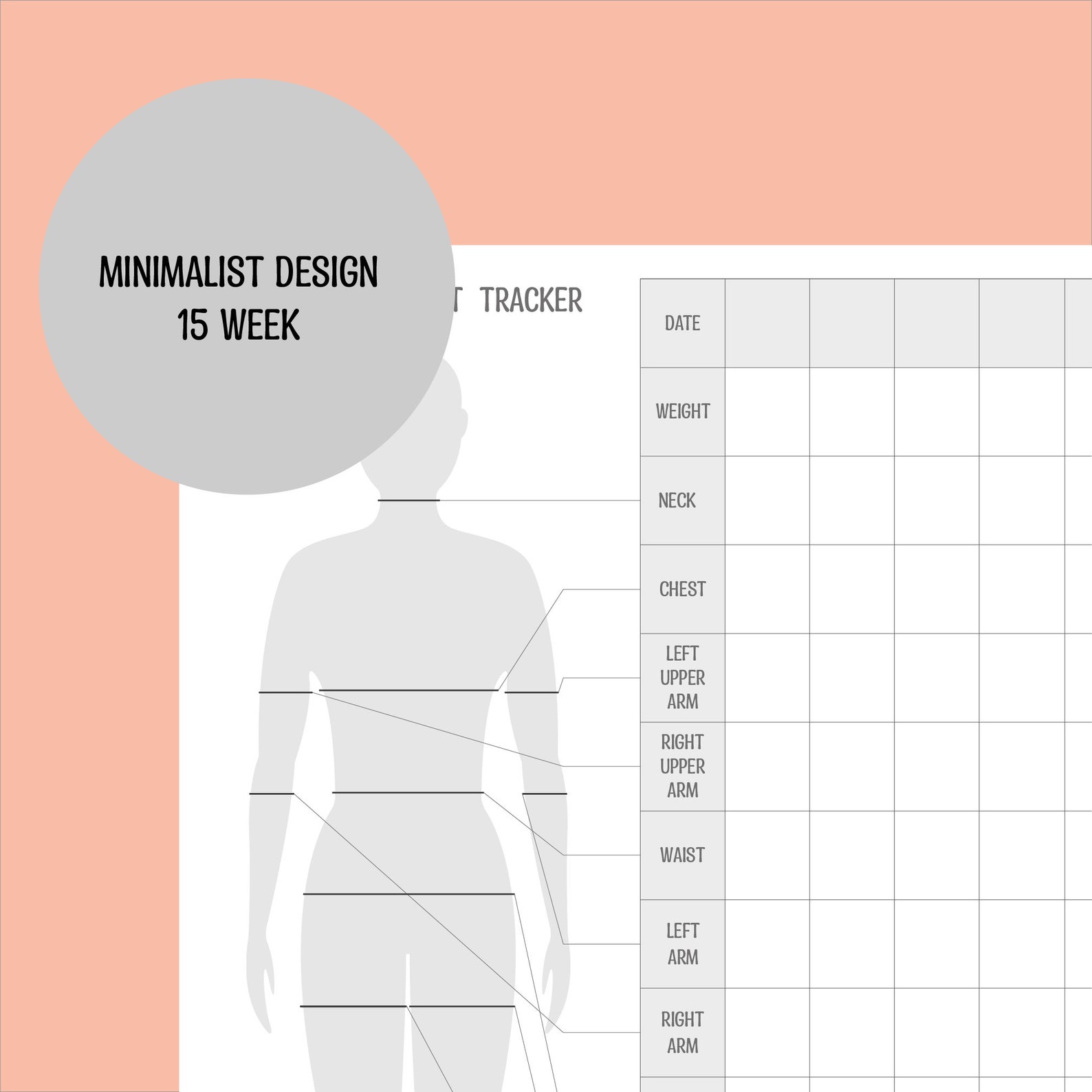 Printable Women Body Measurement Tracker, Weight Loss Tracker, Weekly ...