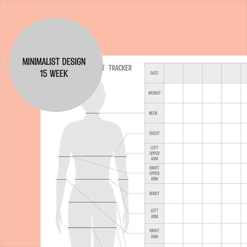 Printable Women Body Measurement Tracker, Weight Loss Tracker, Weekly ...