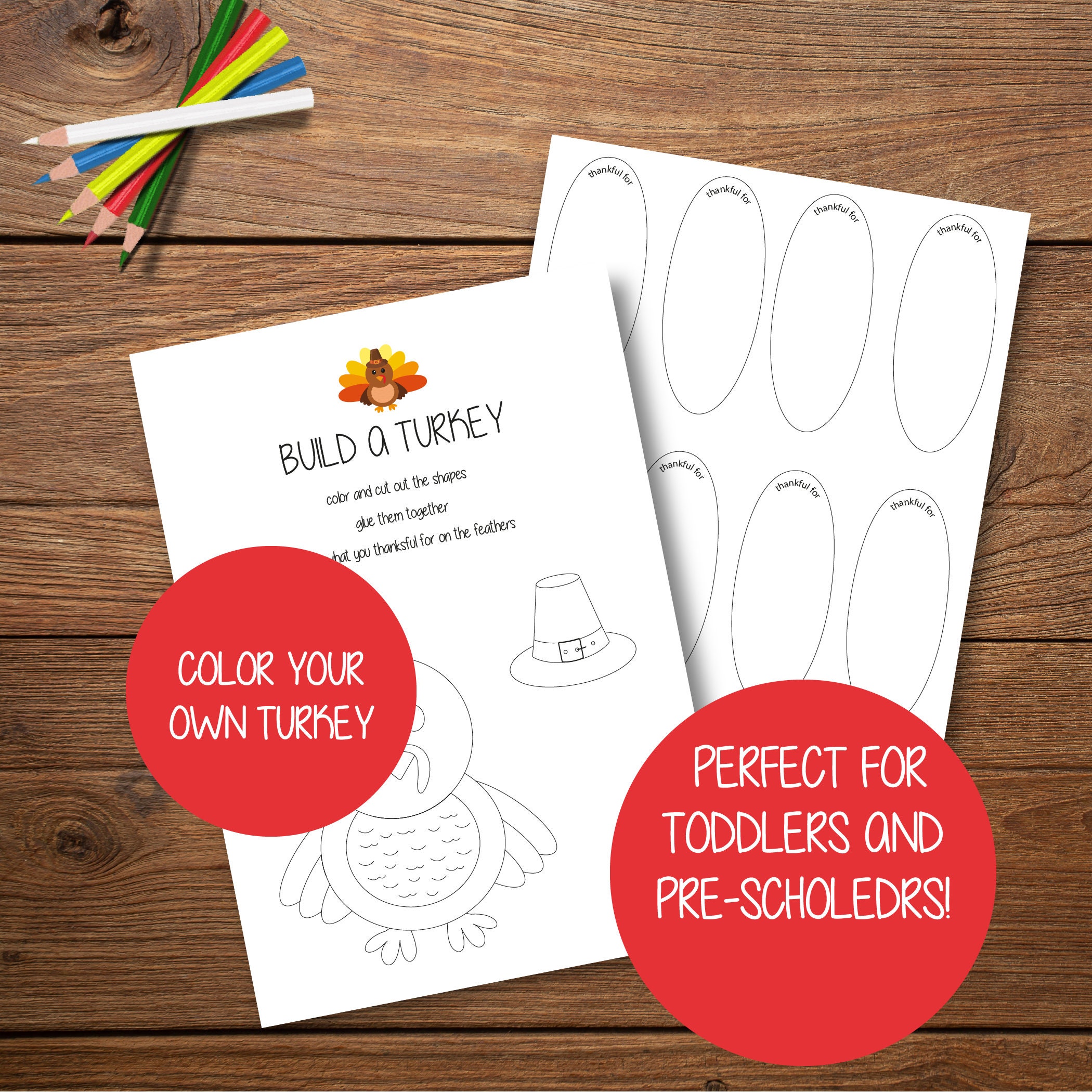 Build a Turkey, Thanksgiving Craft, Thanksgiving Coloring Activity ...